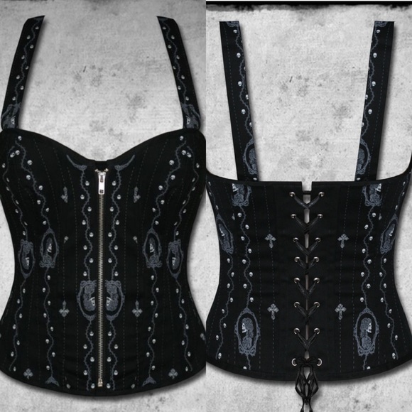 Hell Bunny | Tops | Hell Bunny Spin Doctor Psycho Cameo Lace Up Corset ...